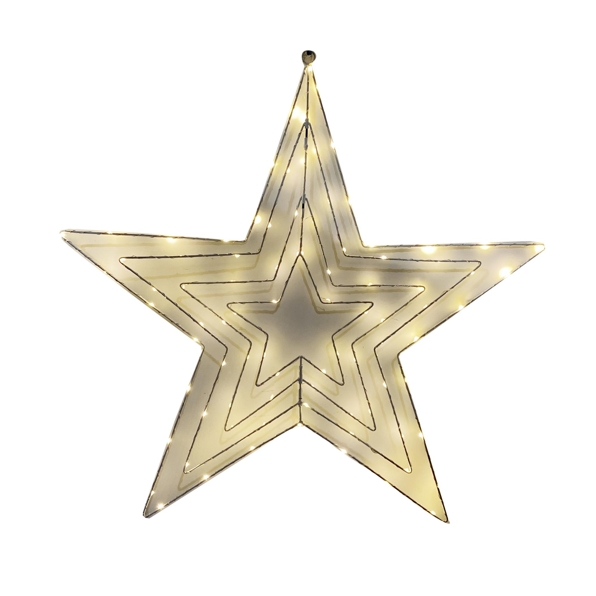 75CM IRON ART 4 LAYER STAR LIGHT WARM BULB 3AA BATTERY - Noritex