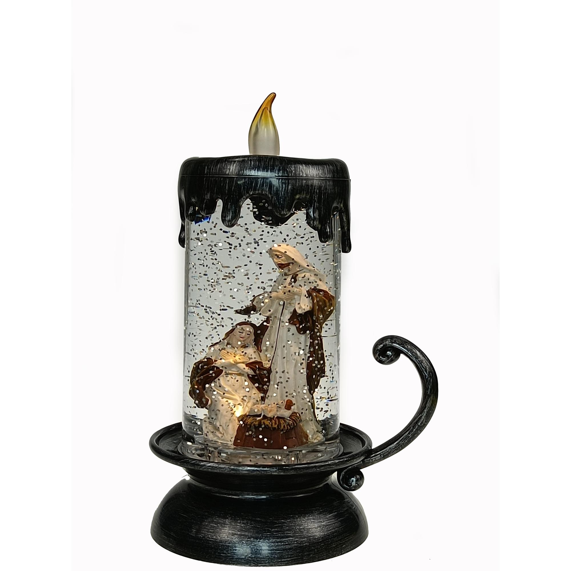 B/O LIGHT UP & SWIRLING GLITTER CANDLE WITH WARM WHITE LED U - Noritex