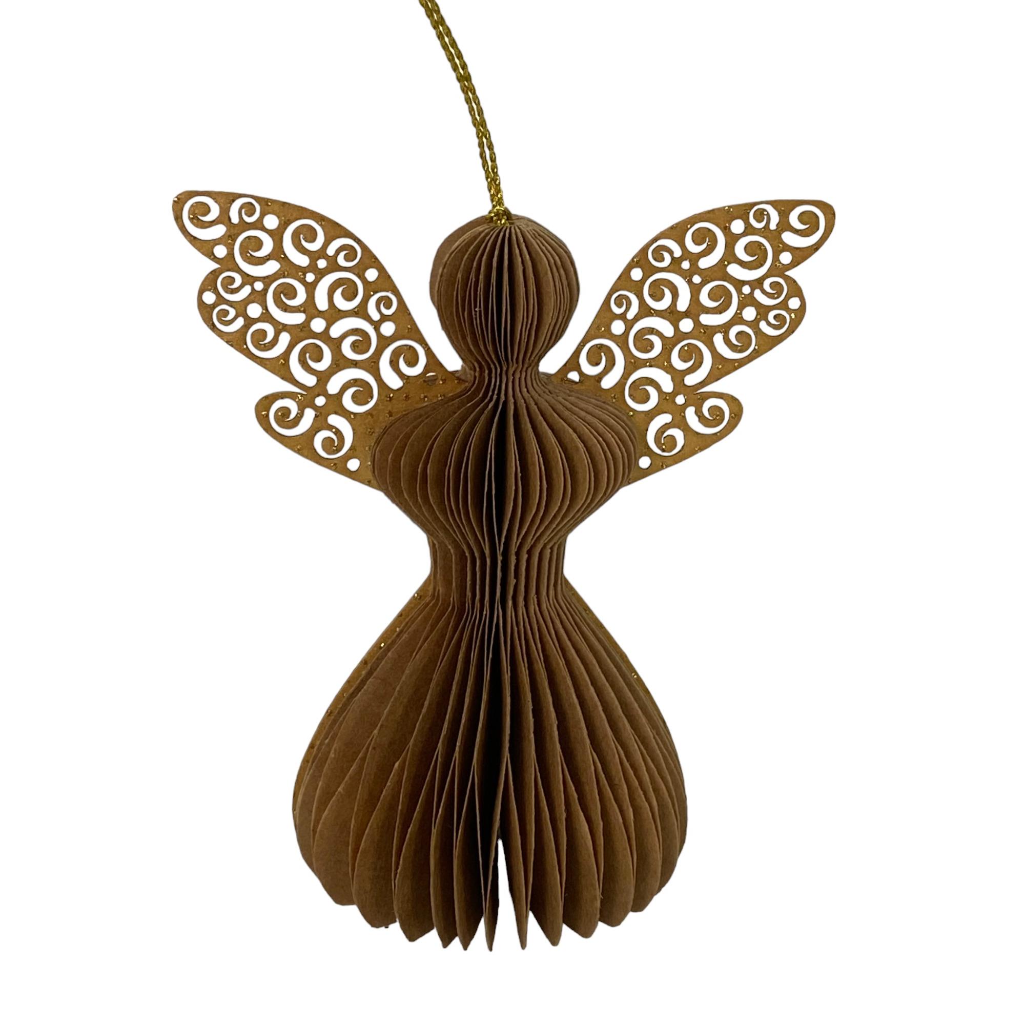 Fsc Mill Made Paper HoneycombAngel With Gold Glitter & Gold - Noritex