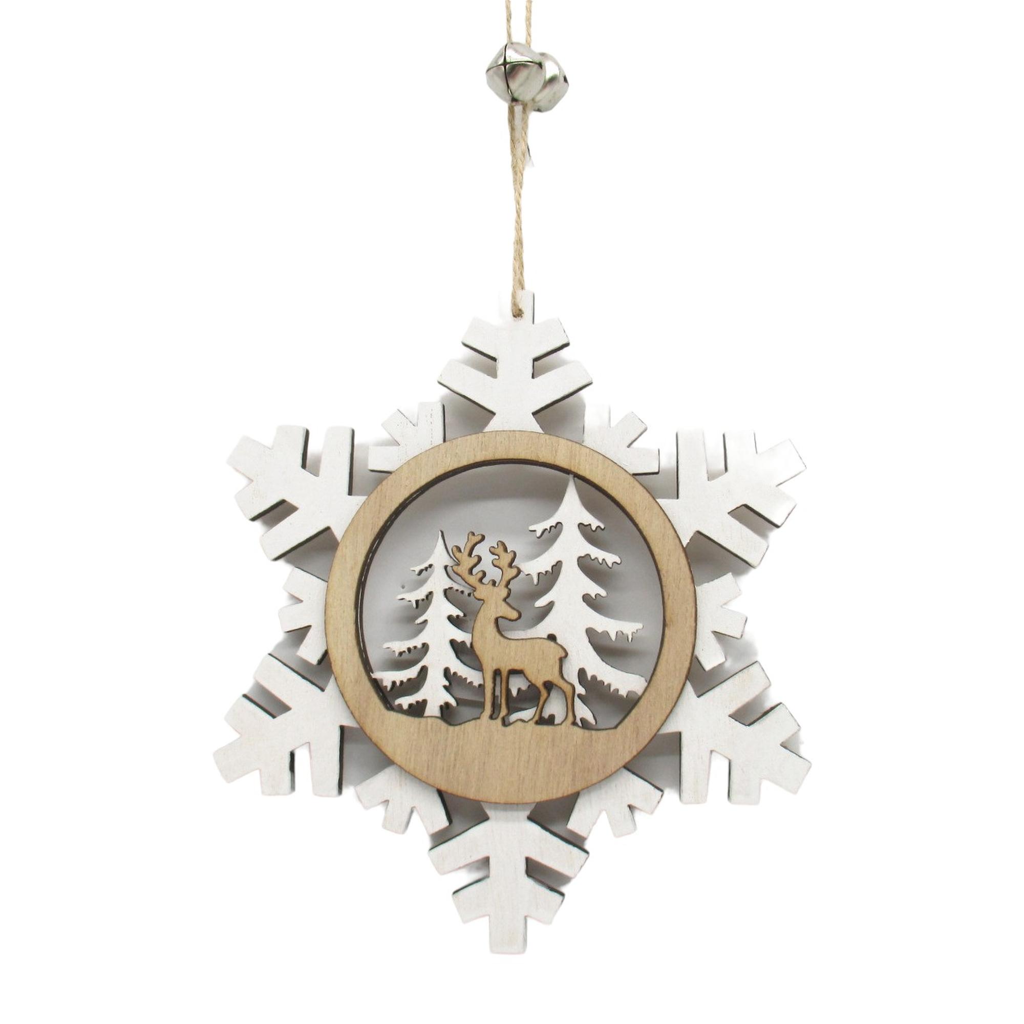 WOODEN SNOWFLAKE HANGING DECORAITON - Noritex