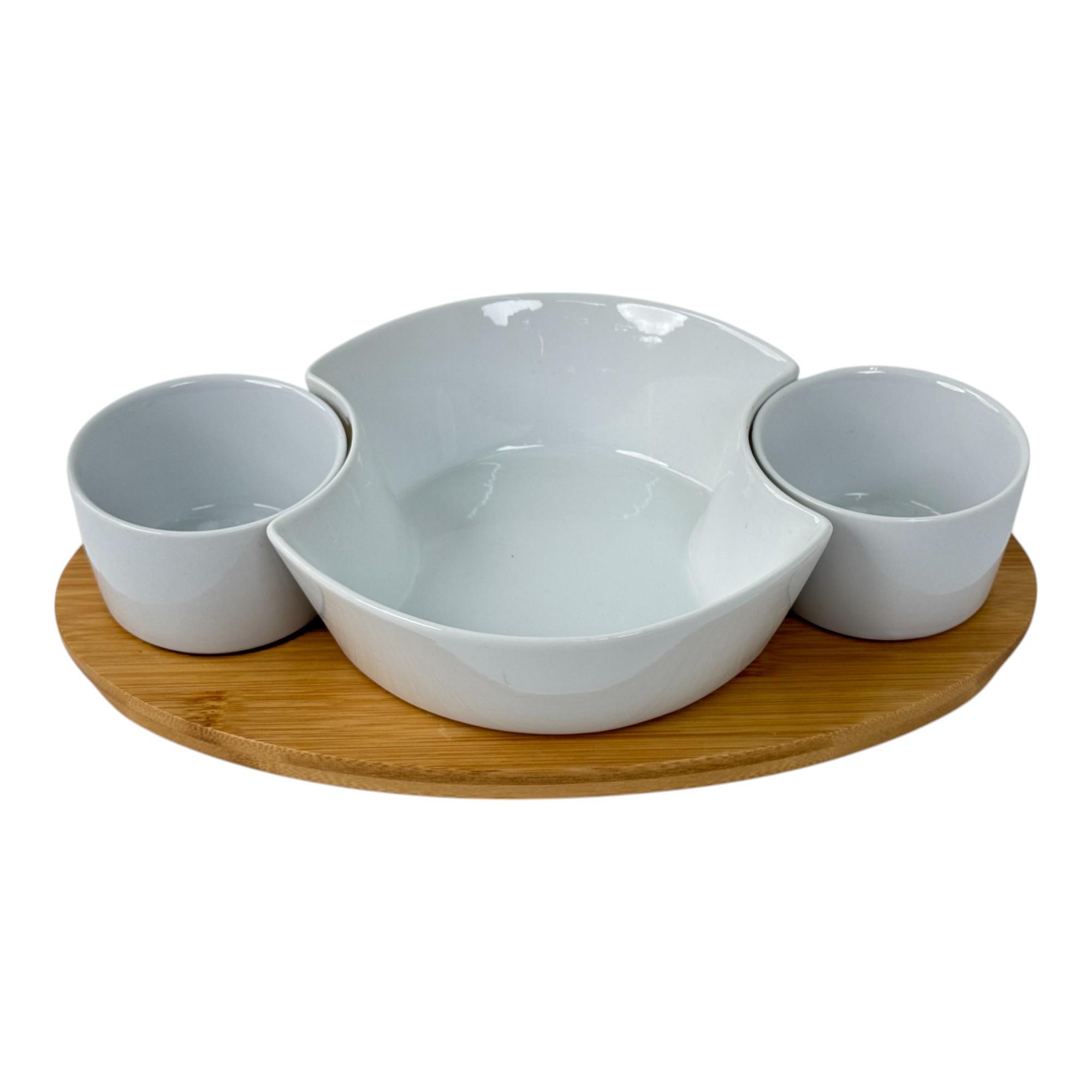 set of 3 bowls with bamboo tray - Noritex