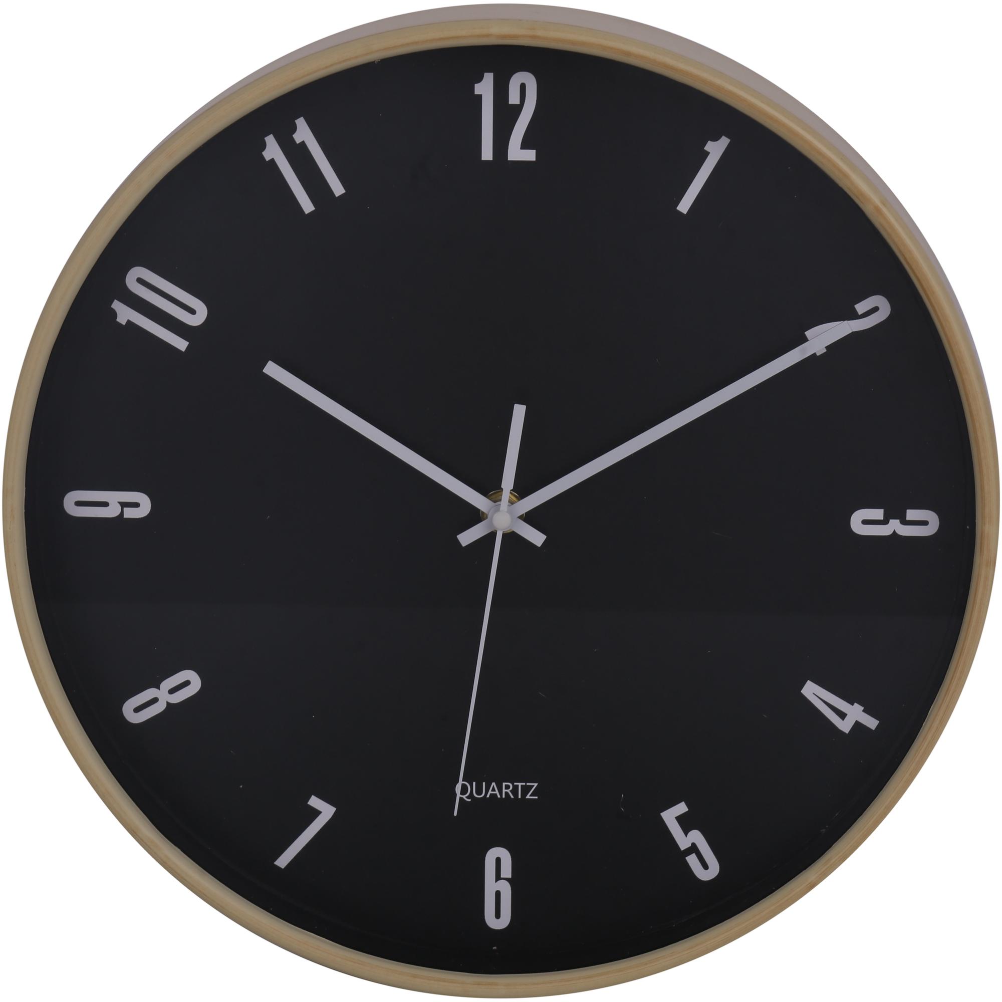12" Plastic wall clock (framewith wood finish) - Noritex