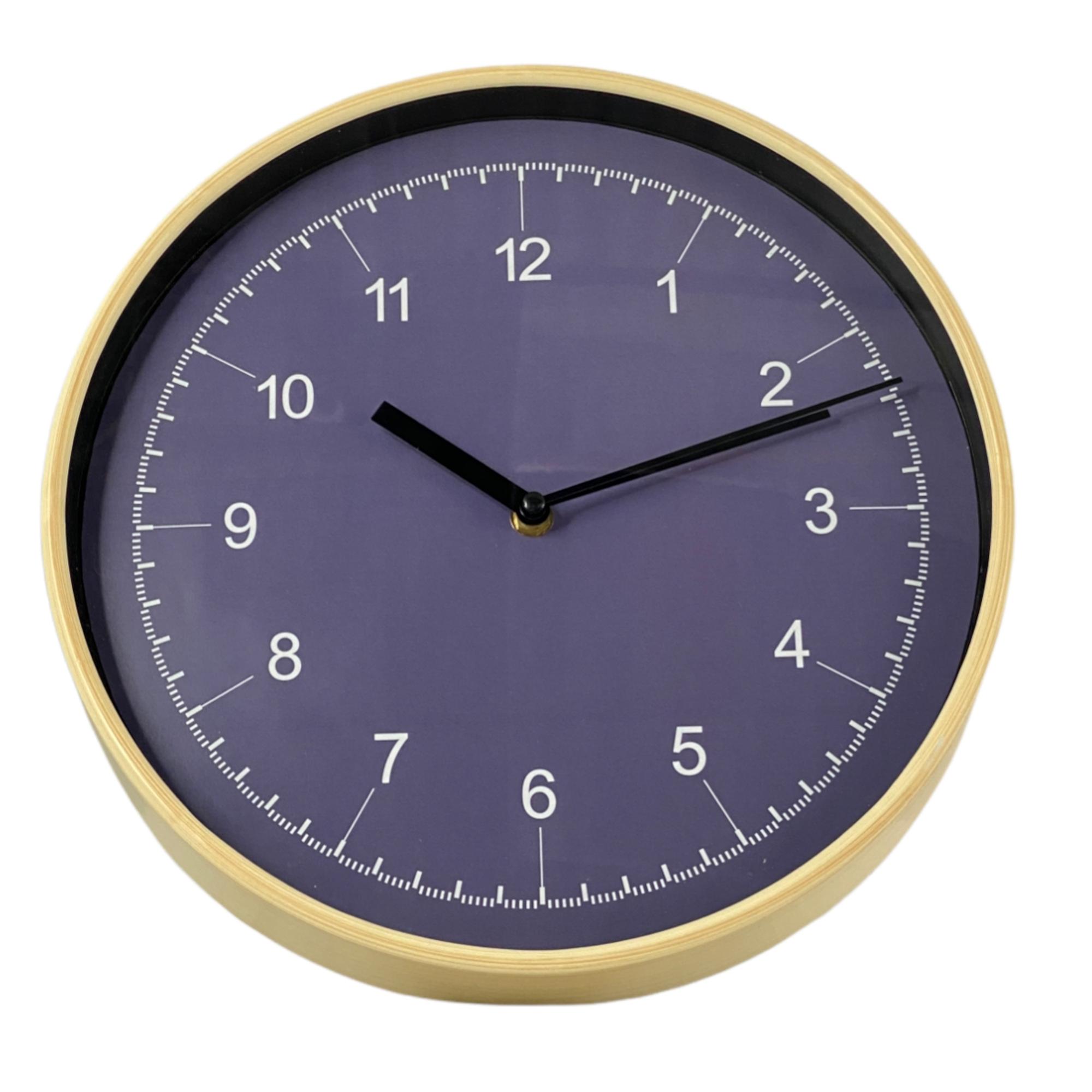 12" Plastic wall clock (Framewith wood finish) - Noritex